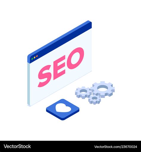 Isometric Icon Of A Seo With A Browser Window Vector Image