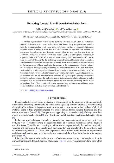 Pdf Revisiting Bursts” In Wall Bounded Turbulent Flows