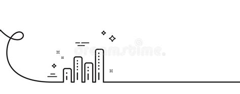 Graph Line Icon Column Chart Sign Continuous Line With Curl Vector