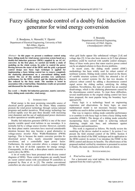Pdf Fuzzy Sliding Mode Control Of A Doubly Fed Induction Generator For Wind Energy Conversion