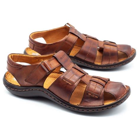Sandały Męskie Skórzane 4557 Brązowe Buty Olivier