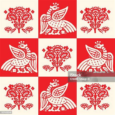 작업현장에 야생조류 휘닉스 이음새 없는 패턴 벡터 삽화 가공의 인물에 대한 스톡 벡터 아트 및 기타 이미지 가공의 인물 고풍스런 과거 Istock