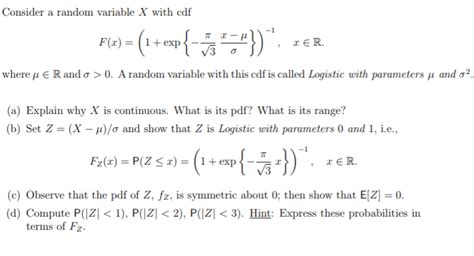 Solved Consider A Random Variable X With Cdf Fz 1