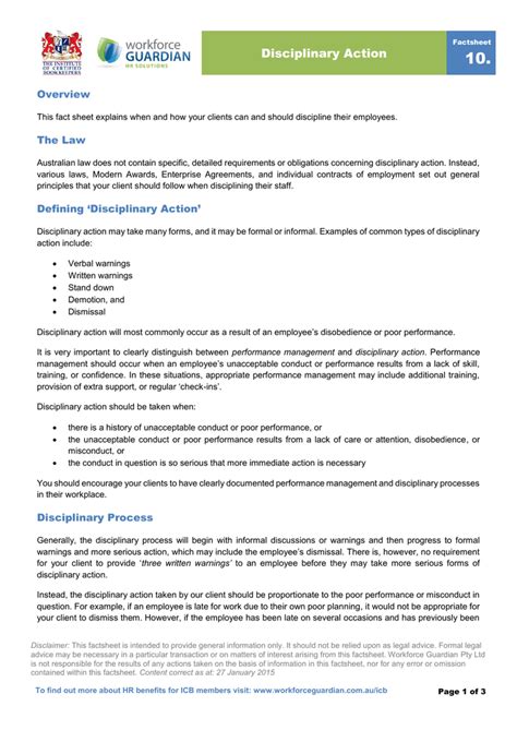 Factsheet Disciplinary Action