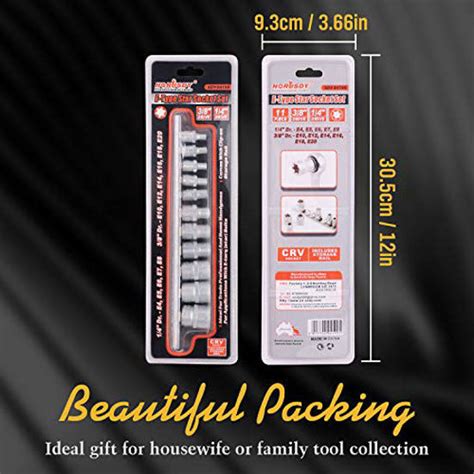 Getuscart Horusdy 11 Pc Female E Torx Star Socket Set Rail Female External Star Socket Set E4