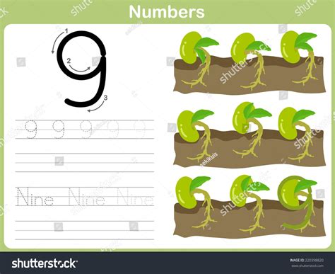 Number Tracing Worksheet Writing Stock Vector Royalty Free Shutterstock