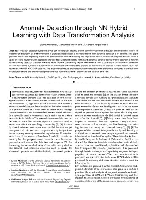 Pdf Anomaly Detection Through Nn Hybrid Learning With Data Transformation Analysis