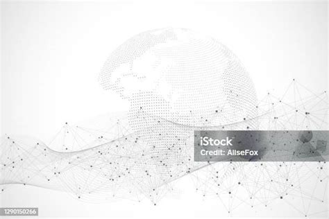 글로벌 네트워크 연결 글로벌 비즈니스의 세계지도 포인트 및 라인 구성 개념 인터넷 기술 소셜 네트워크 벡터 일러스트레이션 세계