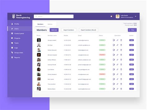 Members List Design Concept List Design Web App Design Dashboard Design