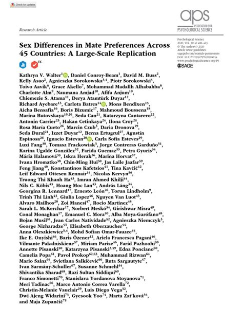 Walter Et Al 2020 Sex Differences In Mate Preferences Across 45