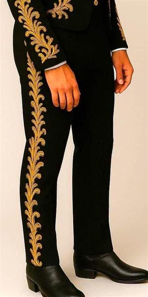 Mens Black Customized 3pc Mariachi Charro Suit For Groom Perfect For