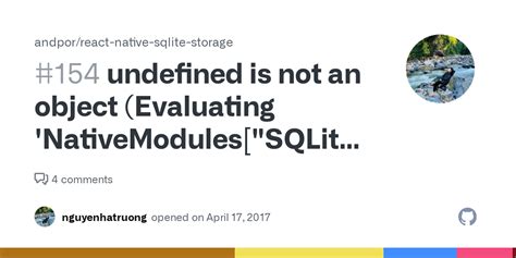 Undefined Is Not An Object Evaluating Nativemodules Sqlite Method Help Me Issue