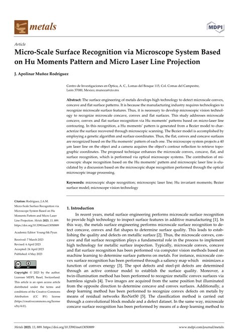 Pdf Micro Scale Surface Recognition Via Microscope System Based On Hu Moments Pattern And