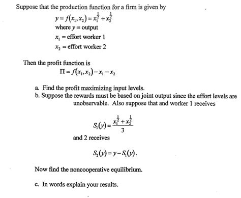 Solved Suppose That The Production Function For A Firm Is