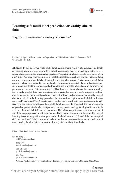 Learning Safe Multi Label Prediction For Weakly Labeled Data Request Pdf