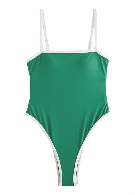 Self Regular Fit Maillot De Bain Green Contrast Bind Vert Zalando Fr