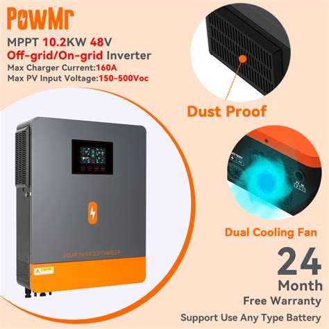 Powmr 102kw On Gridoff Grid Hybrid Inverter 48vdc 230vac Pv Panel