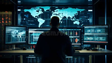 Cybersecurity Expert Analyzing Network Vulnerabilities Stock