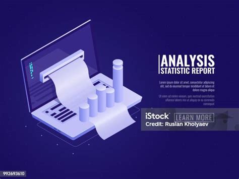데이터 분석 및 정보 통계 경영 비즈니스 데이터 순서 다이어그램 차트 아이소메트릭 벡터와 노트북 개선에 대한 스톡 벡터 아트 및