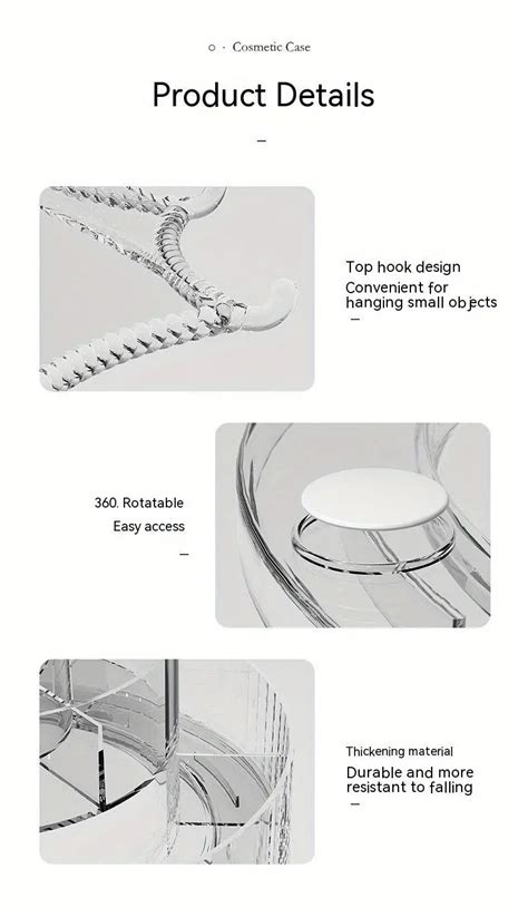 1pc 360 ° 회전 화장품 보관 상자 대용량 투명 및 회전식 화장품 보관 상자 수조 욕실 드레싱 테이블 보관함 홈and주방 Temu South Korea