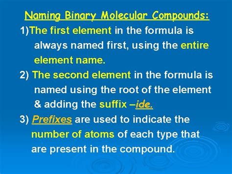 Binary Molecular Compounds Compounds Made By Two Different