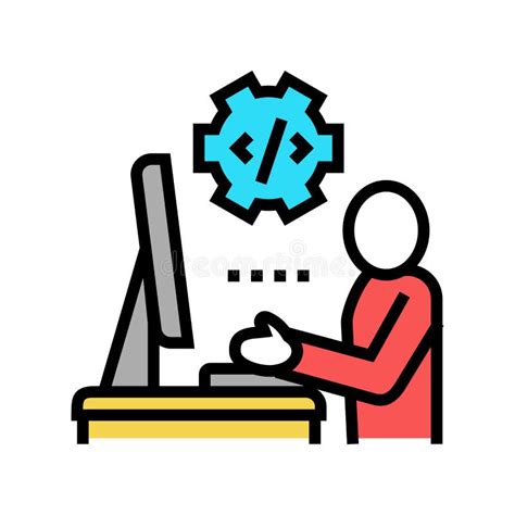 programmer coding and development color icon vector illustration stock