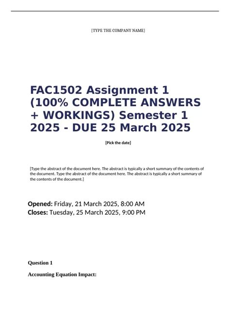Fac1502 Assignment 1 100 Complete Answers Workings Semester 1 2025