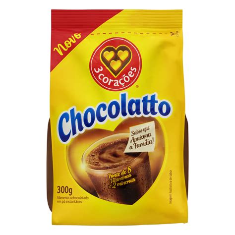 Achocolatado PÓ 3 CoraÇÕes Chocolatto Pacote 300g Gtineanupc