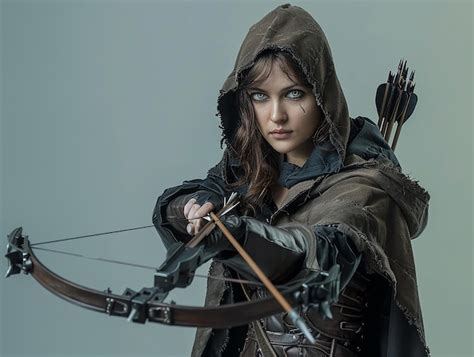 Female Assassin With A Crossbow Premium Ai Generated Image