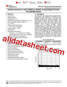 ADC32J42 Datasheet PDF Texas Instruments