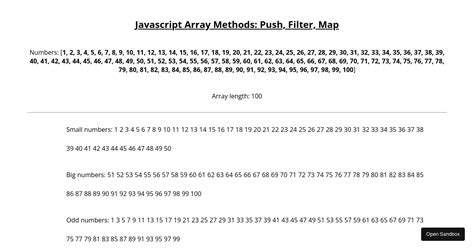 Javascript Arrays Filter Map Codesandbox