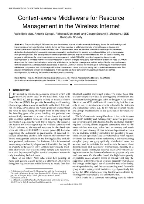Pdf Context Aware Middleware For Resource Management In The Wireless