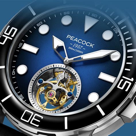 Peacock Tourbillon Ocean Wing Watch Diver 300m Peacock Watches