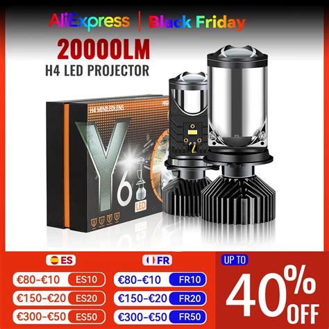 선풍기 냉각 Led 프로젝터 헤드라이트 프로젝터 렌즈 자동차 하이 로우 빔 전구 Y6 H4 90w 12v 6500k