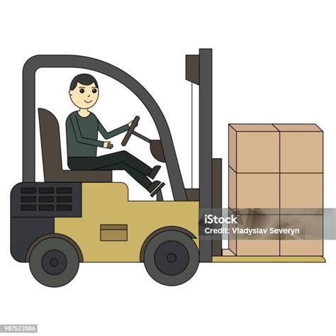 포크 리프트 트럭입니다 스택된 상자와 팔레트 포크 로더 교통수단에 대한 스톡 벡터 아트 및 기타 이미지 교통수단 기계류 나름 Istock