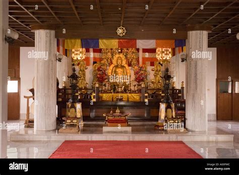 Japanese Buddhist Temple Interior Buddhist Official Performing