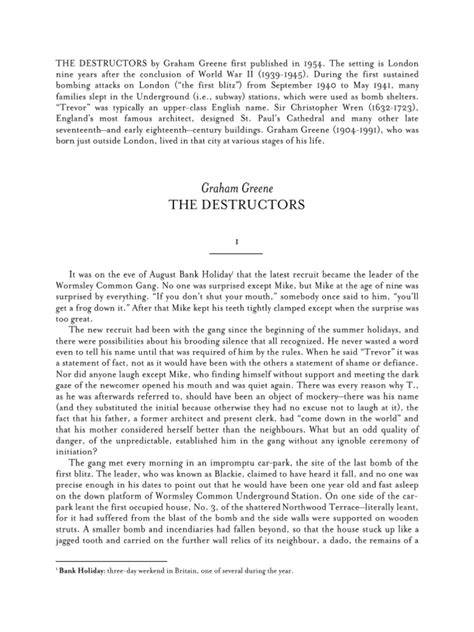 The Destructors By Graham Greene Pdf
