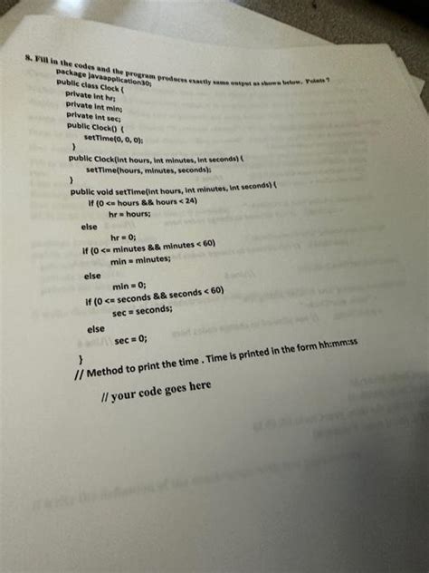 Solved Backage Lavaapplicationso Public Class Clock Private