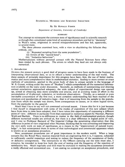 Statistical Methods And Scientific Induction Pdf Statistical Hypothesis Testing Hypothesis