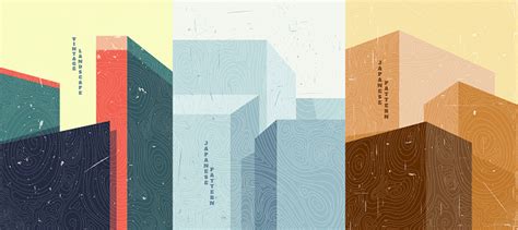 벡터 그림입니다 현대 미술 배경 색상 배경 화면 세트 포스터 커버 브로셔 잡지 전단지 인사말 카드용 미니멀한 그래픽 디자인 기하학적 스타일의 건물 복고풍 그래픽 단일