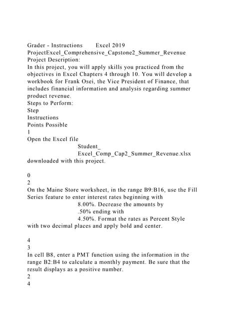 Grader Instructionsexcel 2019 Projectexcelcomprehensivecapstodocx