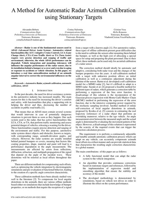 Pdf A Method For Automatic Radar Azimuth Calibration Using Stationary