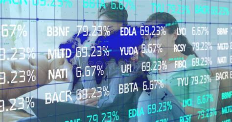 Animation Of Data Processing Over Caucasian Couple Using Laptop Stock