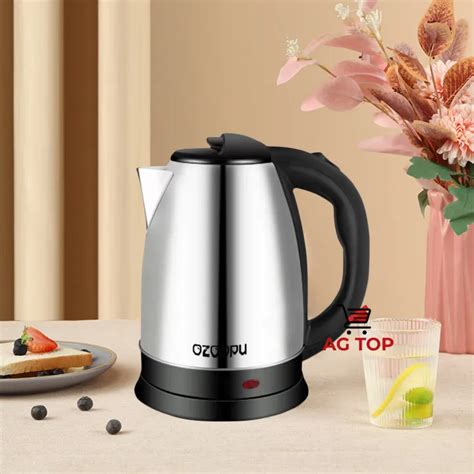 กาต้มน้ำไฟฟ้า 2 ลิตร 1500w ตัดไฟอัตโนมัติ กาต้มน้ำสแตนเลสสีเงินเงา Th