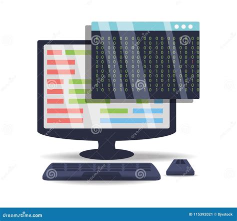 Computer With Programmig Coding On Screen Stock Vector Illustration Of Command Device 115392021