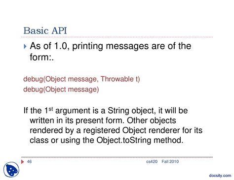 Basic Api Introduction To Java Programming Lecture Slides Docsity