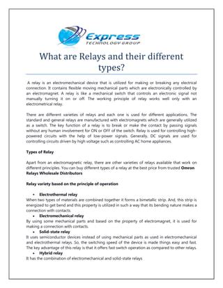 What Are Relays And Their Different Types PDF