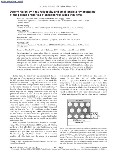 Pdf Determination By X Ray Reflectivity And Small Angle X Ray