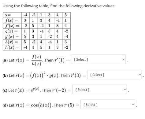 solved using the following table find the following
