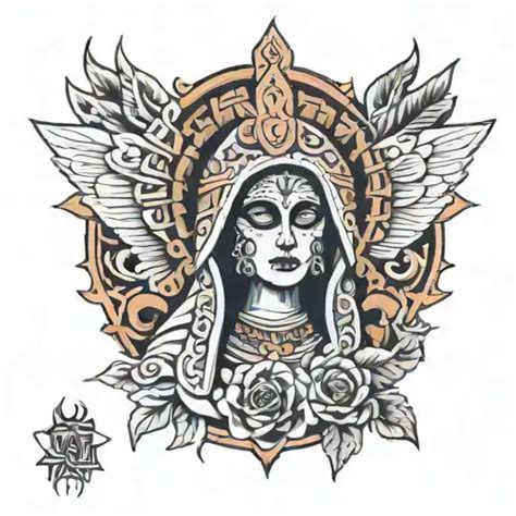 Neo Traditional Aztec Day Of The Death Virgin Mary Tattoo Blackink Ai